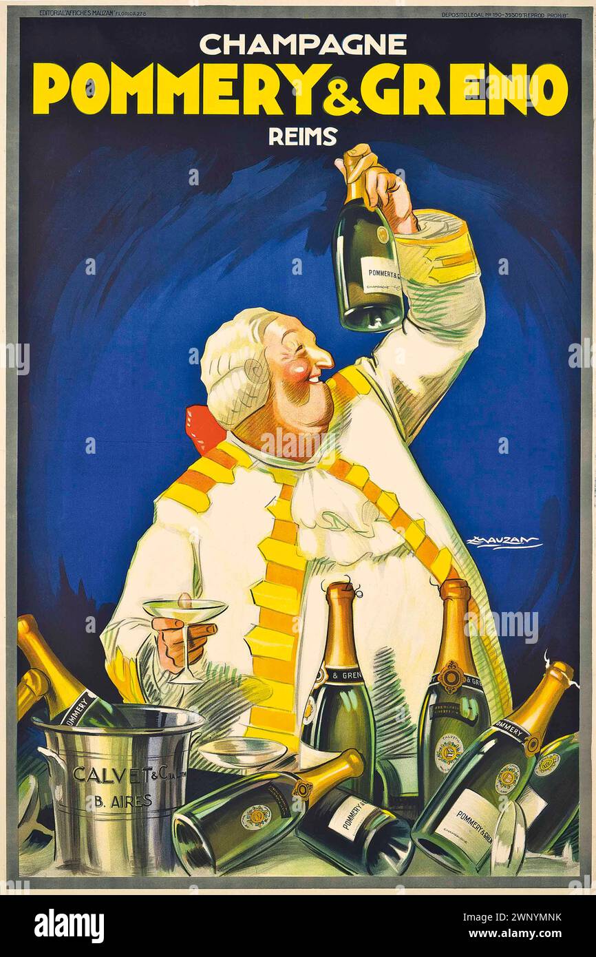 Vintage French Advertising Poster. For Pommery & Greno Champagne, Reims ...