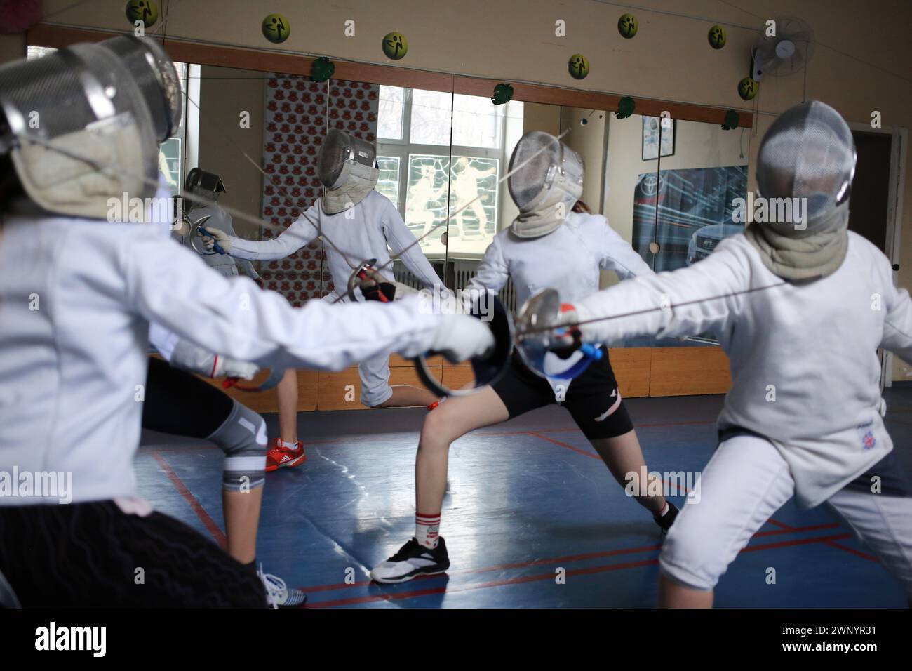 Odessa, Ukraine. 02nd Mar, 2024. Young sportsmen fencing athletes are ...