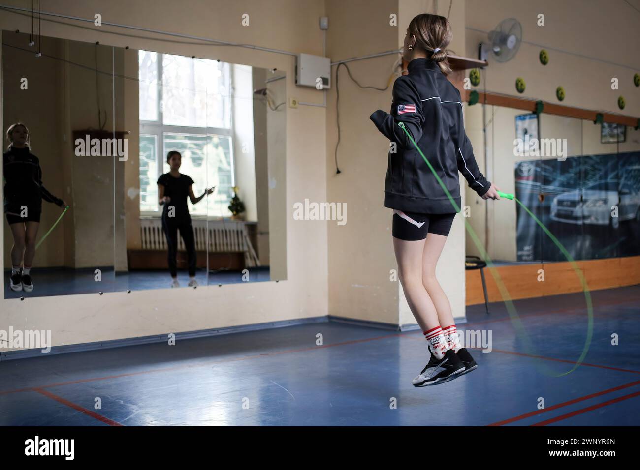 Odessa, Ukraine. 02nd Mar, 2024. A young girl skips a rope during ...