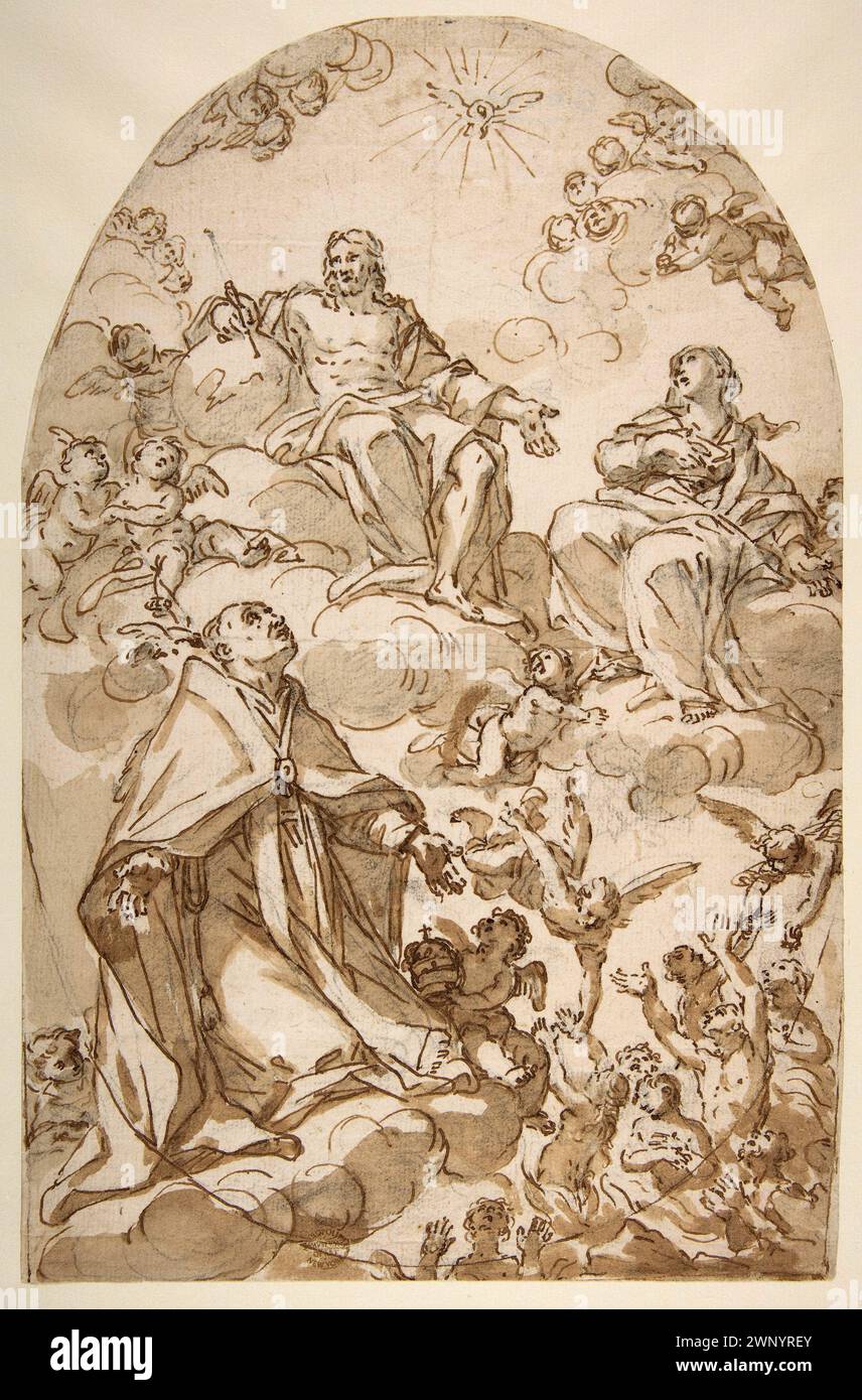 A drawing depicting Saint Gregory the Great Interceding for Souls in ...
