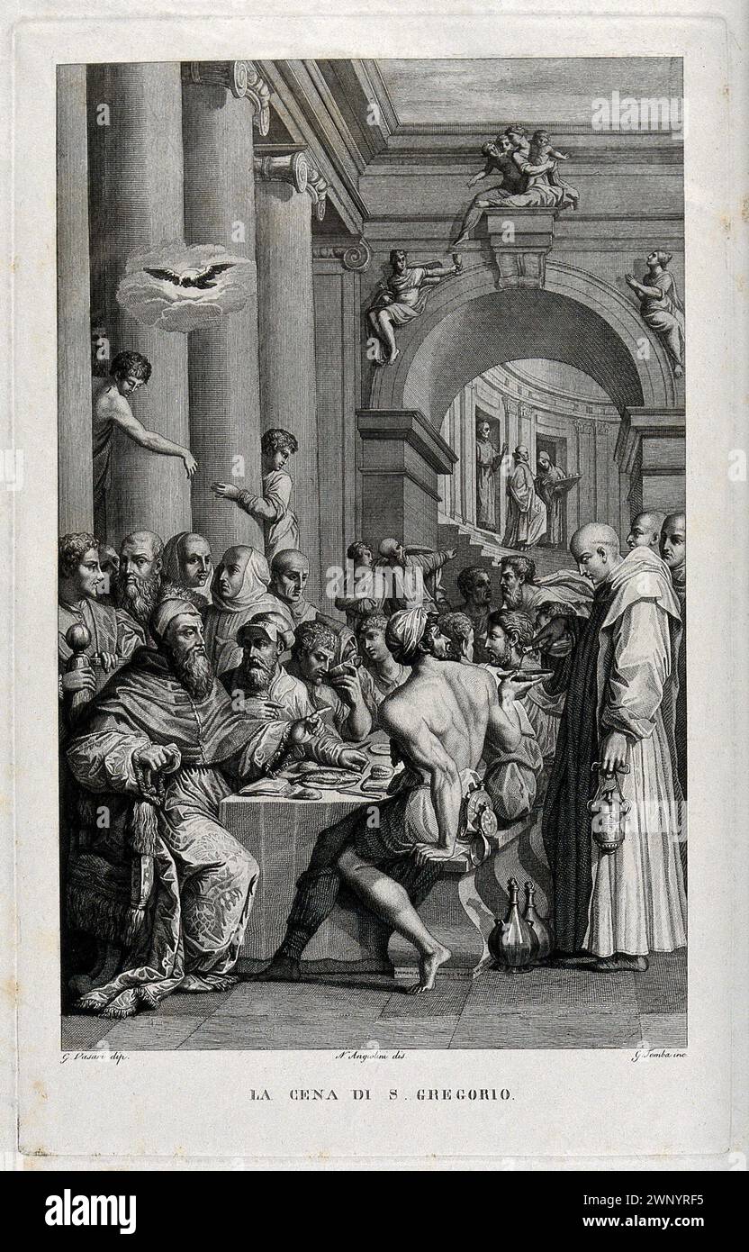 A 18th Century engraving of Pope Gregory I (also known as Saint Gregory ...