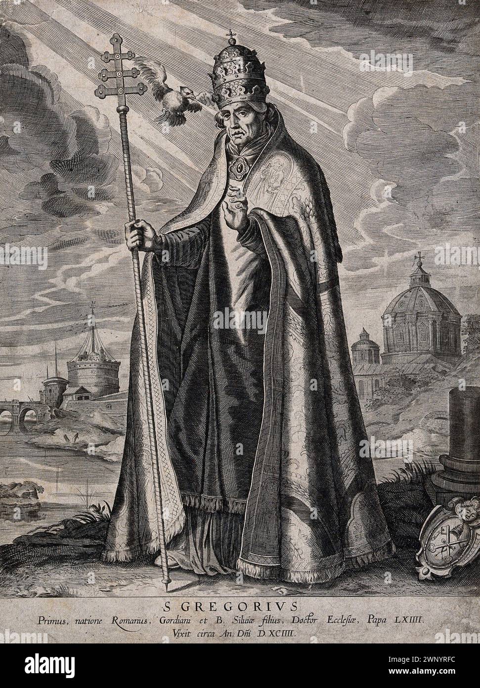 A 17th Century engraving of Pope Gregory I (also known as Saint Gregory ...