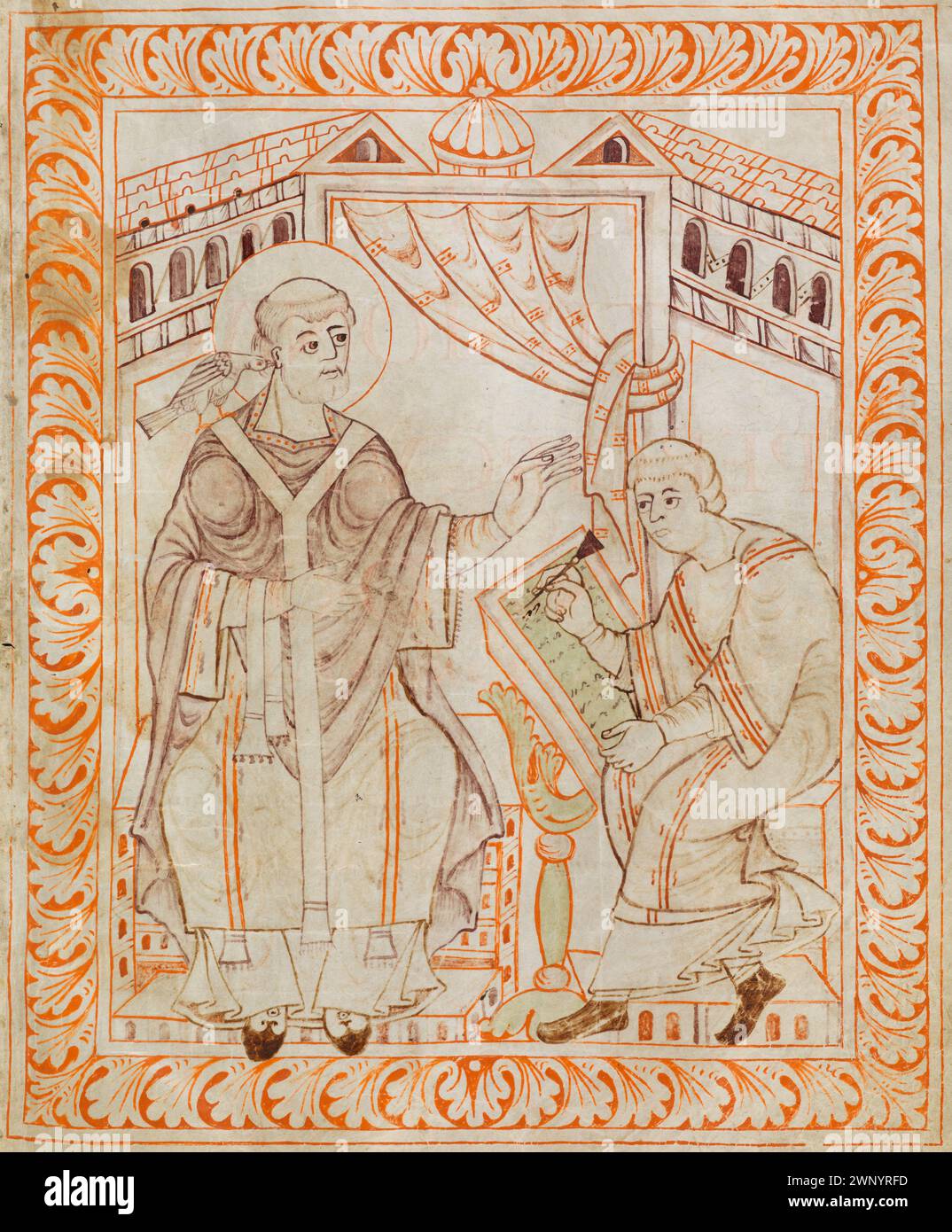 An engraving of Pope Gregory I dictating the Gregorian Chants. Pope ...