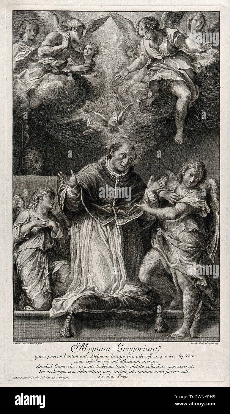 A 18th Century engraving of Pope Gregory I (also known as Saint Gregory ...