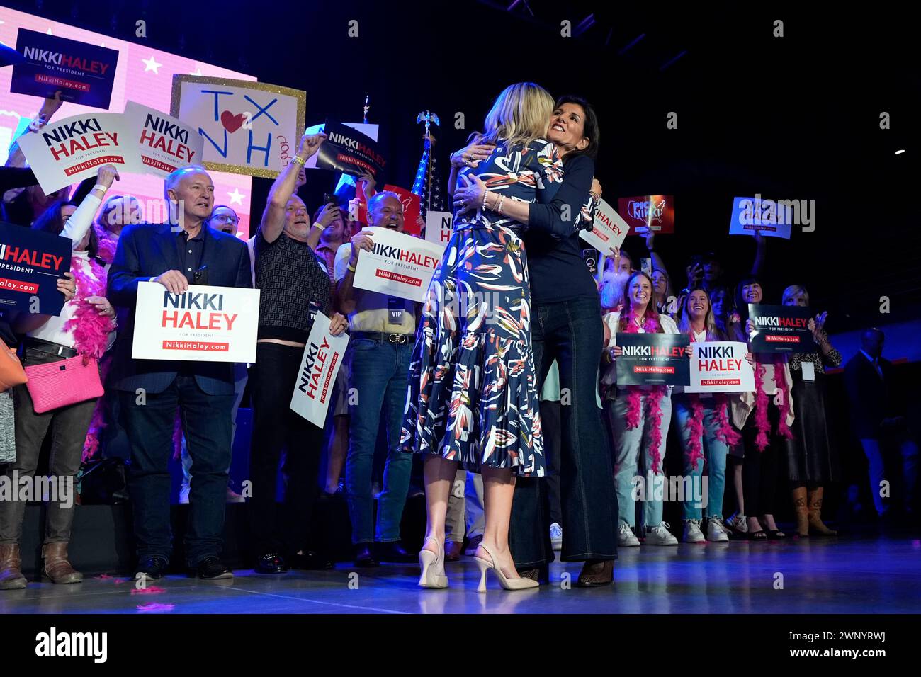 Fort Worth Mayor Mattie Parker, left, hugs Republican presidential ...
