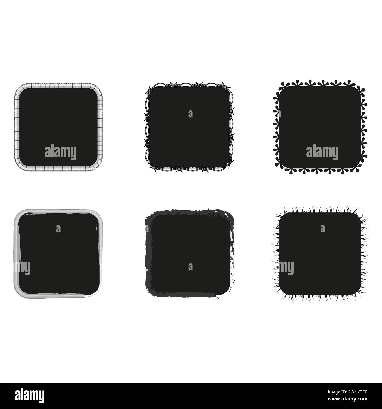 Square icon set. Diverse designs. Artistic details. Vector illustration ...