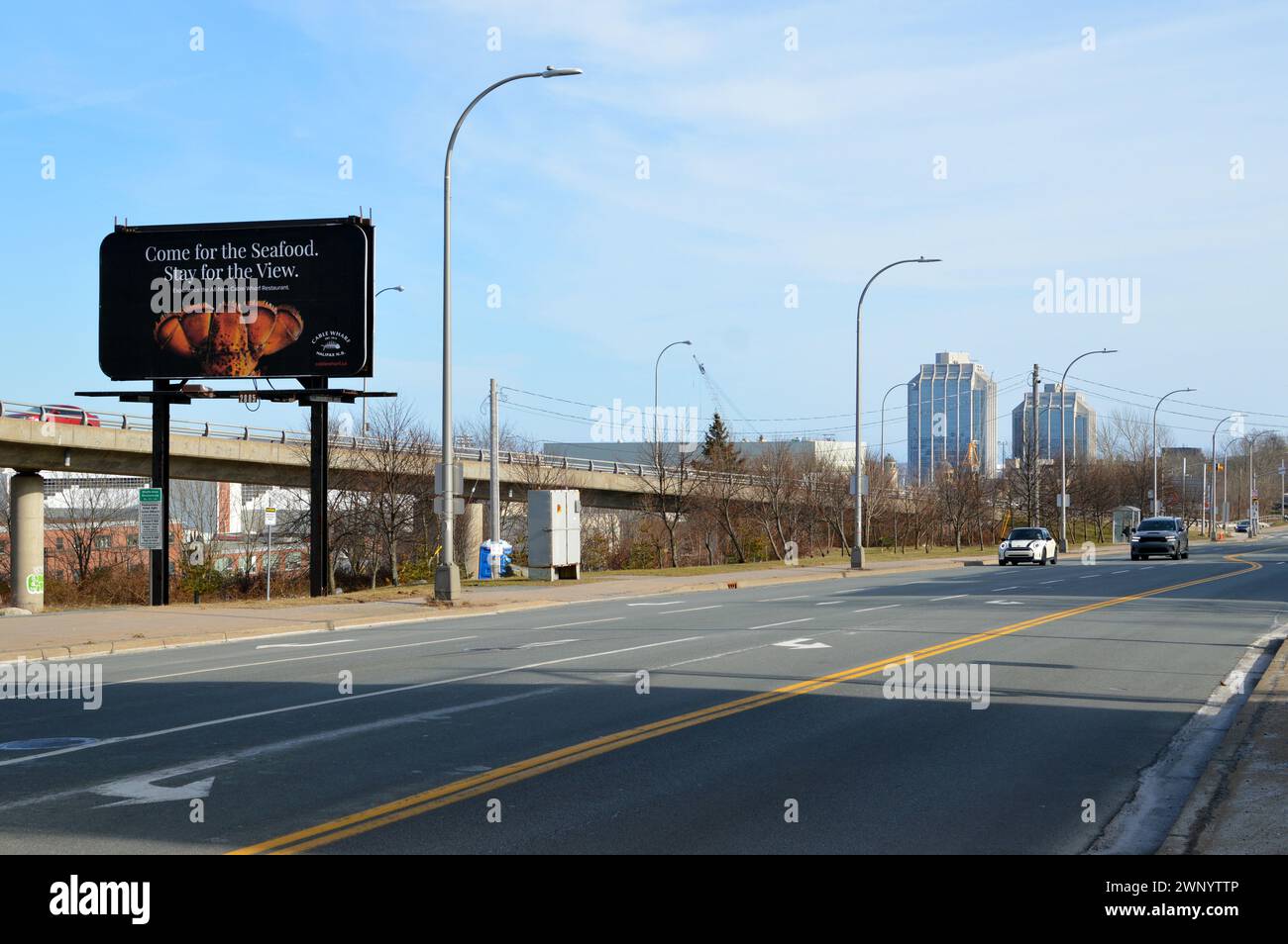 Urban billboard on Barrington Street with downtown Halifax, Nova Scotia ...