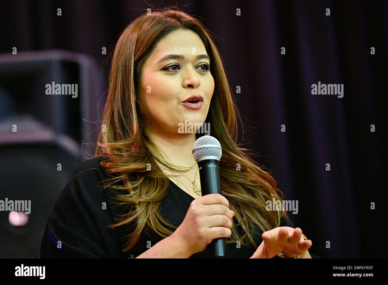 Chiswick Town Hall, London, UK. 4th March 2024: Speaker Shaira Karimi ...