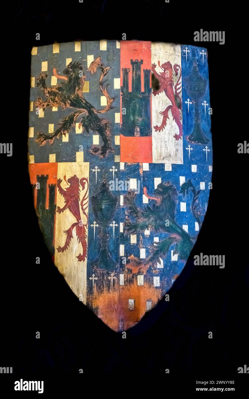 Ancient wood shield with coat of arms, SEGOVIA, SPAIN Stock Photo - Alamy