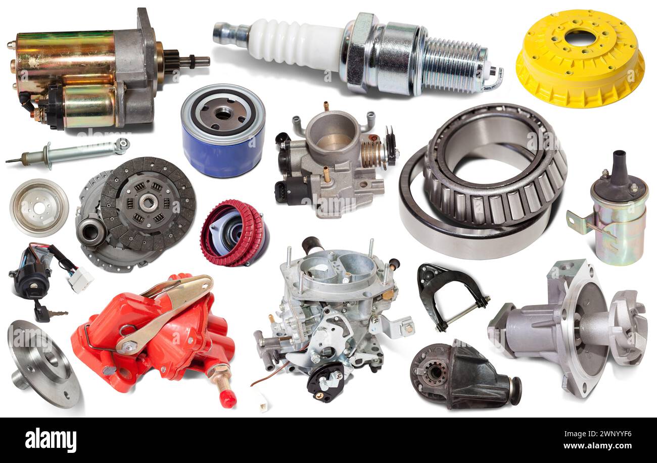 set of details for car isolated Stock Photo - Alamy