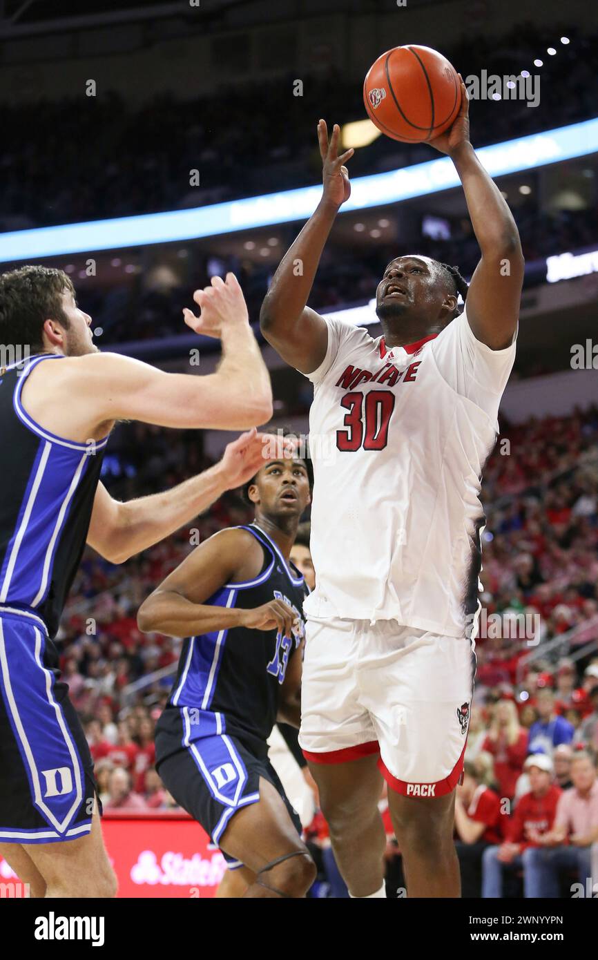 RALEIGH, NC - MARCH 04: North Carolina State Wolfpack forward DJ Burns ...