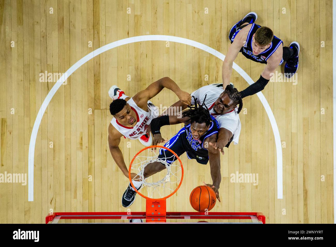 March 04, 2024: Duke Blue Devils forward Mark Mitchell (25) shoots ...