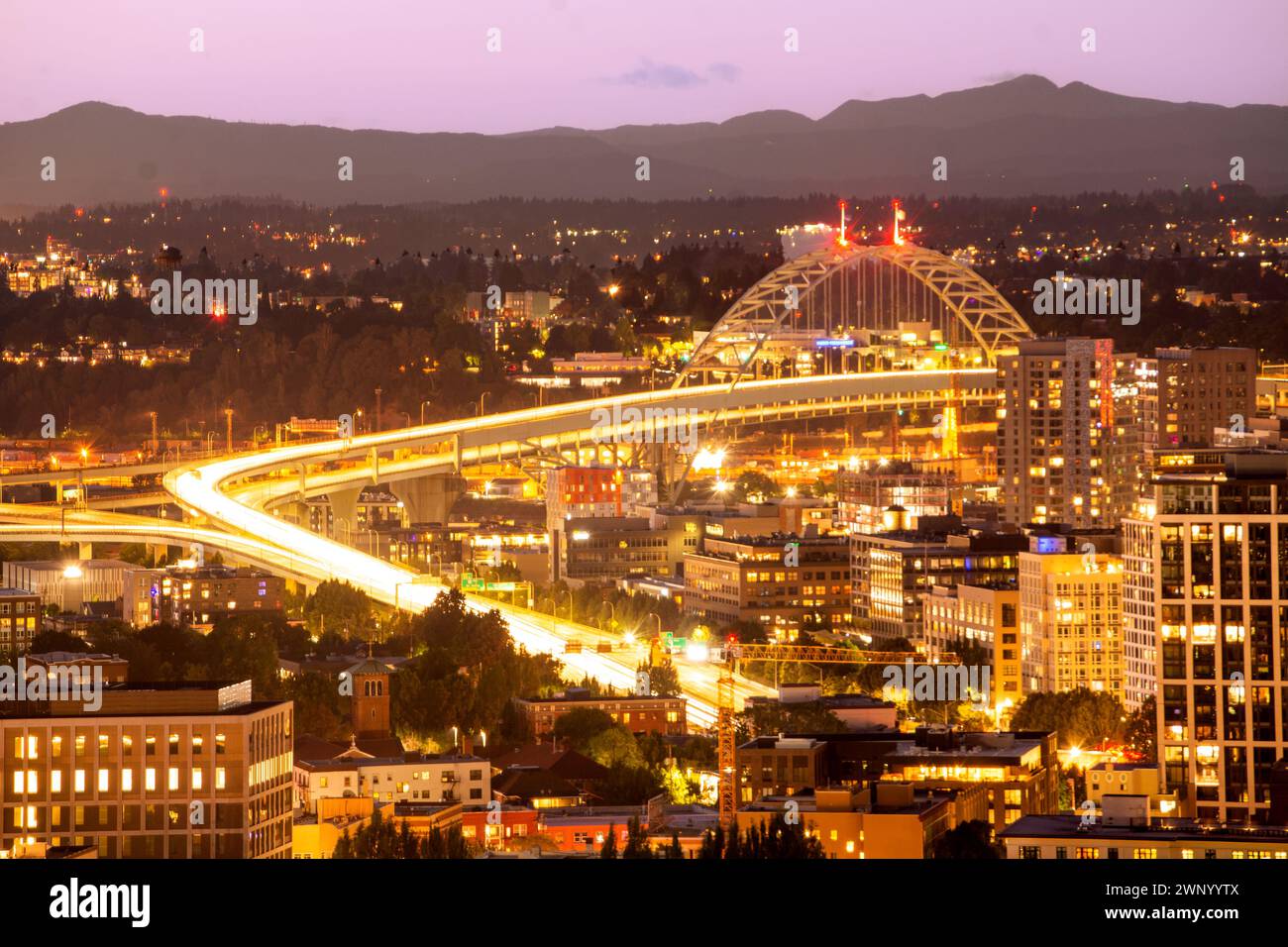 Interstate 405 passes through the downtown area of Portland, Oregon ...