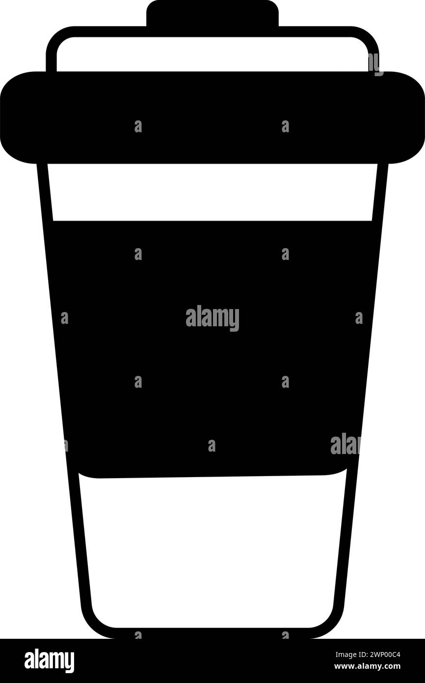 Stylized disposable coffee cup with lid. Design concept for logo, icon ...