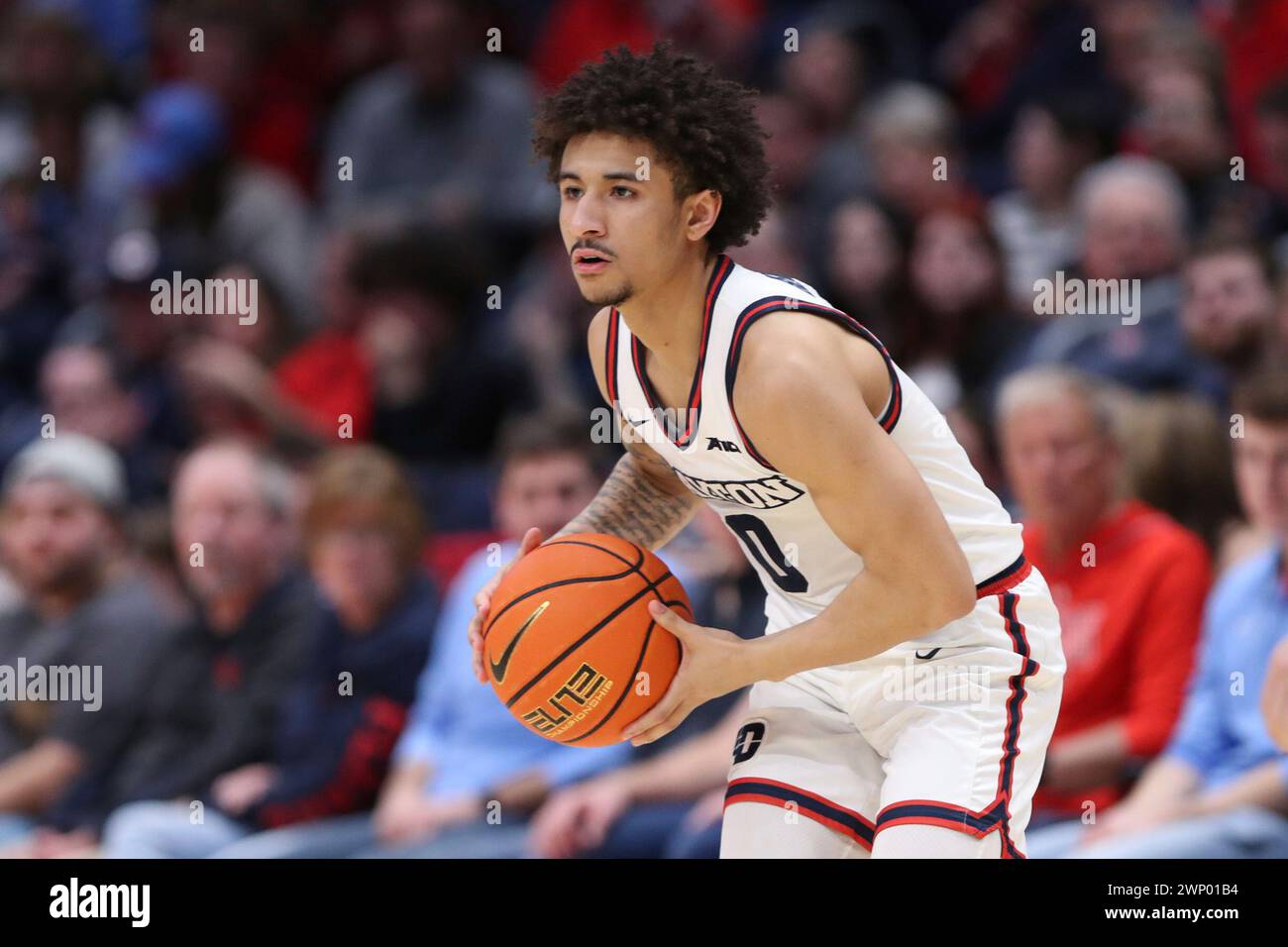 DAYTON, OH - FEBRUARY 27: Dayton Flyers guard Javon Bennett (0) looks ...