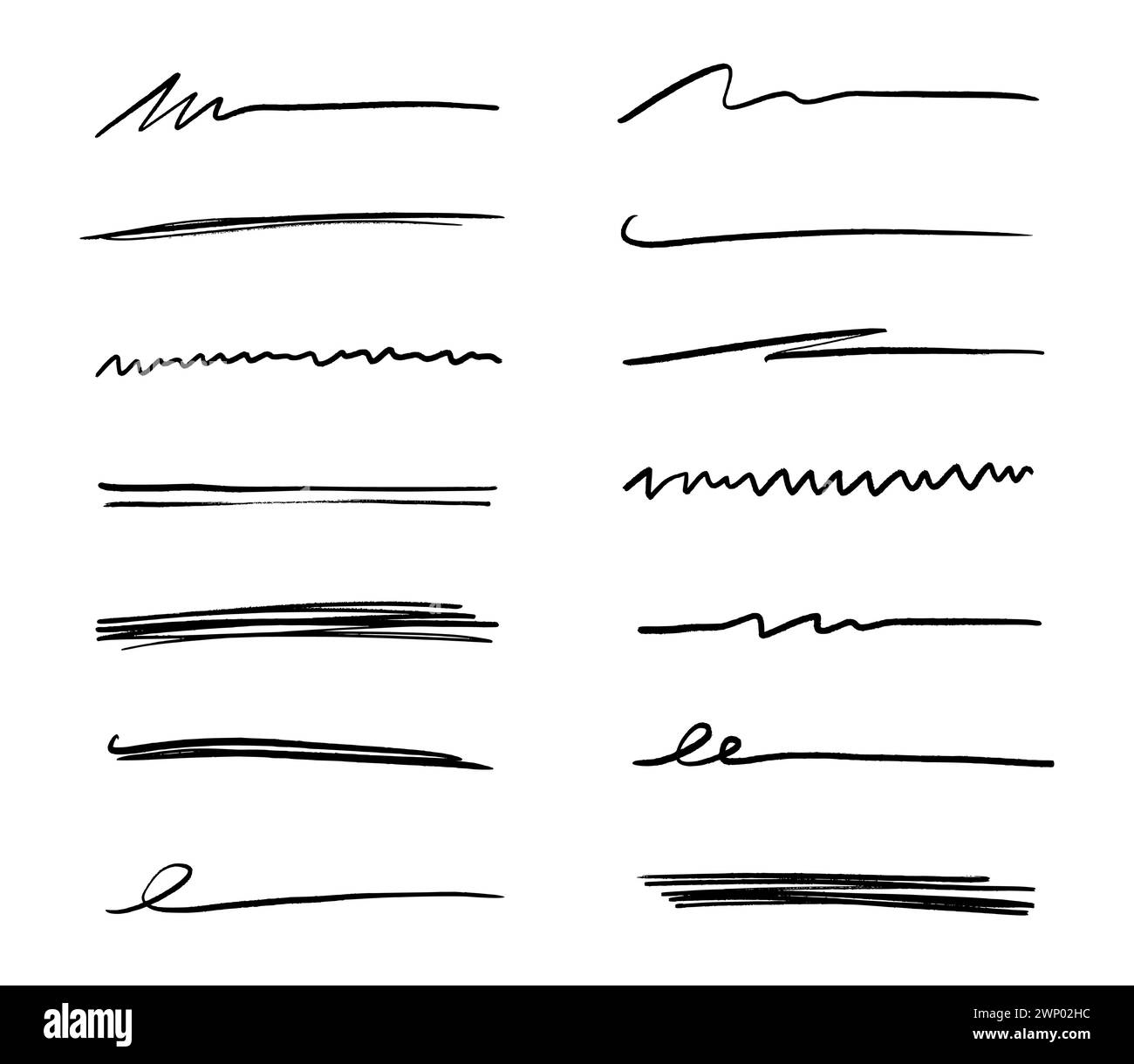 Pen underline line stroke, marker scribble. Hand drawn mark, brush ...