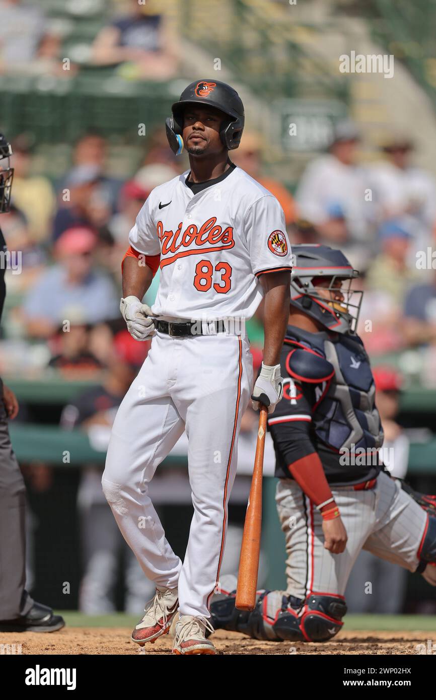 Sarasota FL USA; Baltimore Orioles center fielder Enrique Bradfield Jr ...