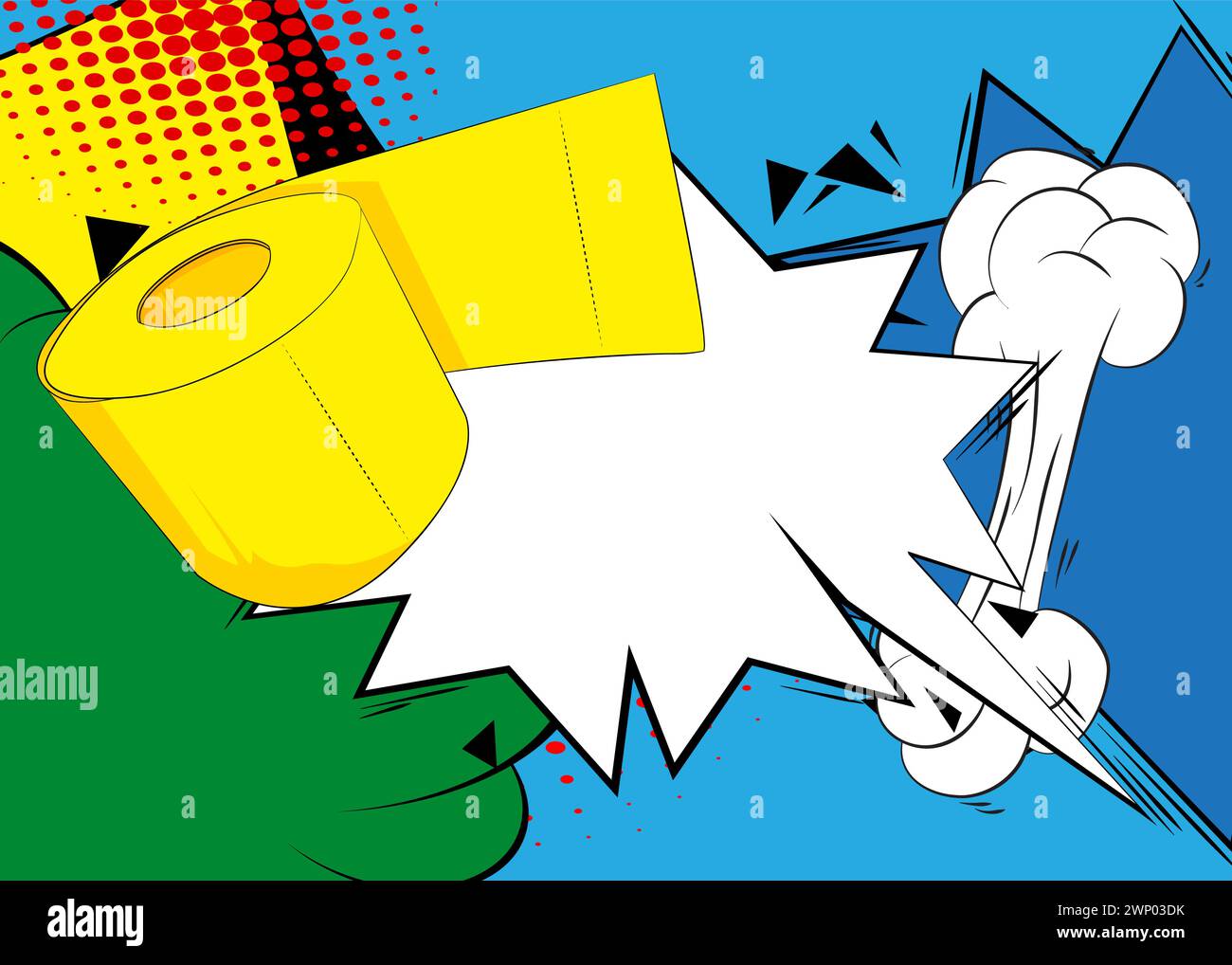 Cartoon Toilet Paper with blank speech bubble, comic book Bathroom ...