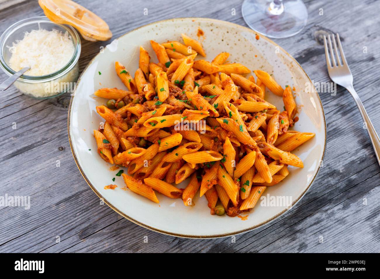 Large plate of hirten makkaroni Stock Photo - Alamy