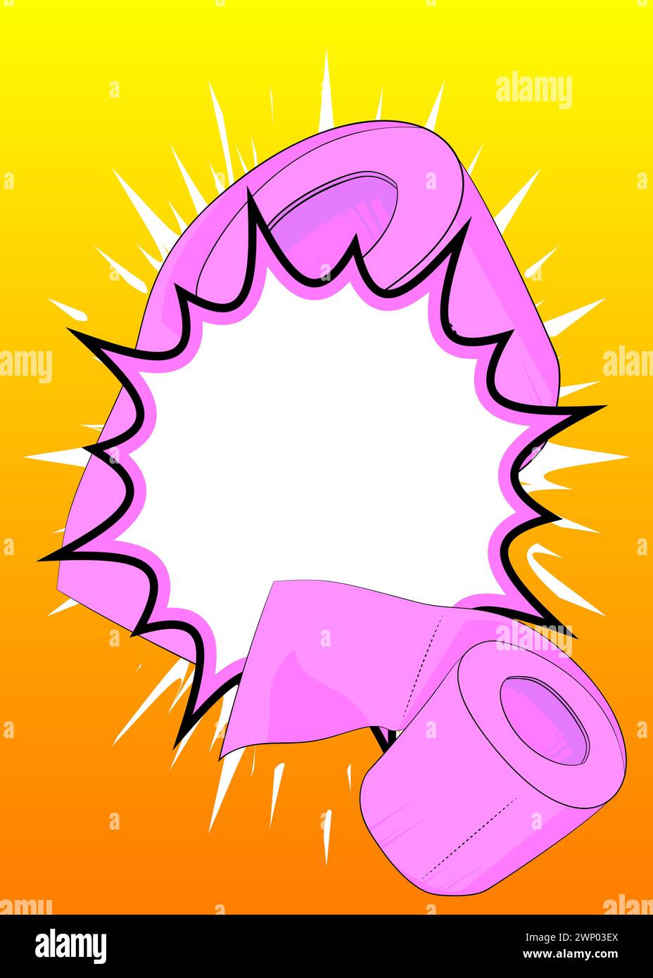 Cartoon Toilet Paper with blank speech bubble, comic book Bathroom ...