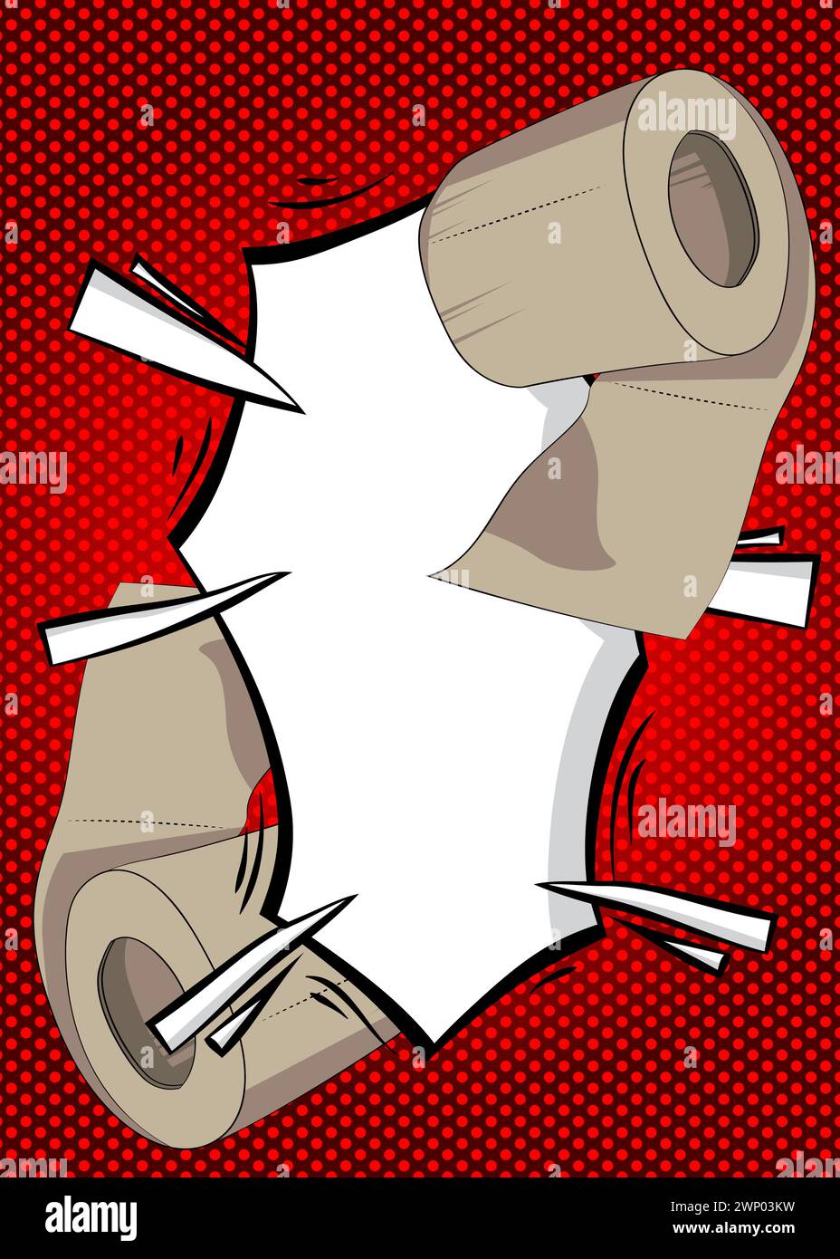 Cartoon Toilet Paper with blank speech bubble, comic book Bathroom ...