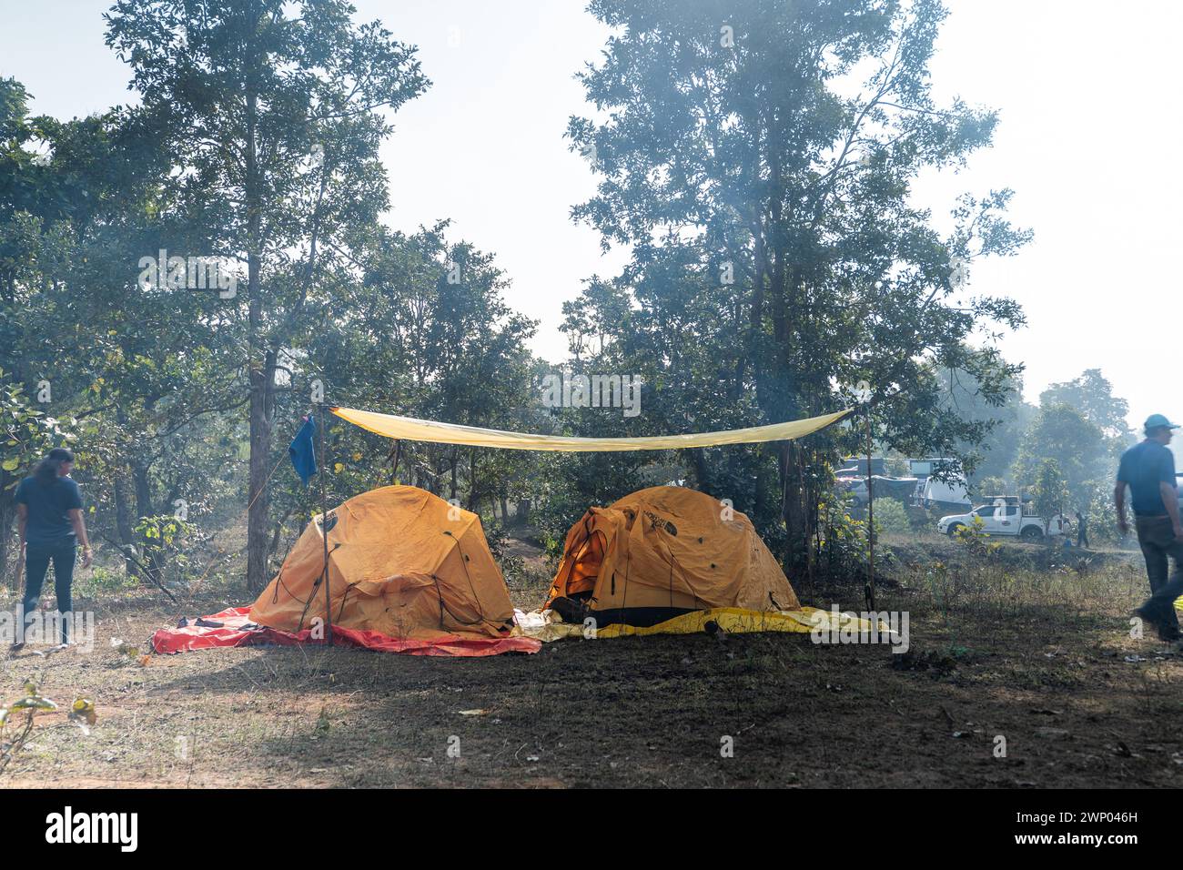 Friends camping in their ground tents for few days in Madhya Pradesh ...