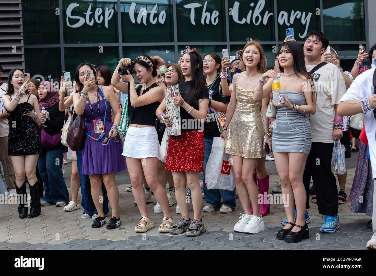 4th March 2024. A group of diversity female fans gather to sing ...