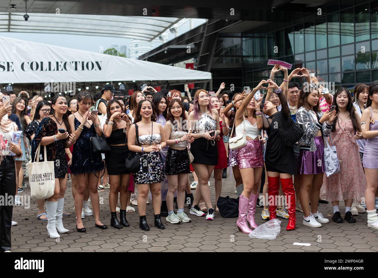 4th March 2024. A group of jolly female fans gather to sing along ...