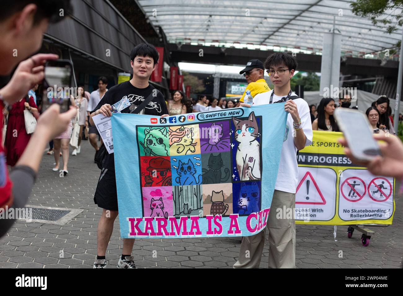 4th March 2024. China chinese fans holding a colourful cat banner at ...
