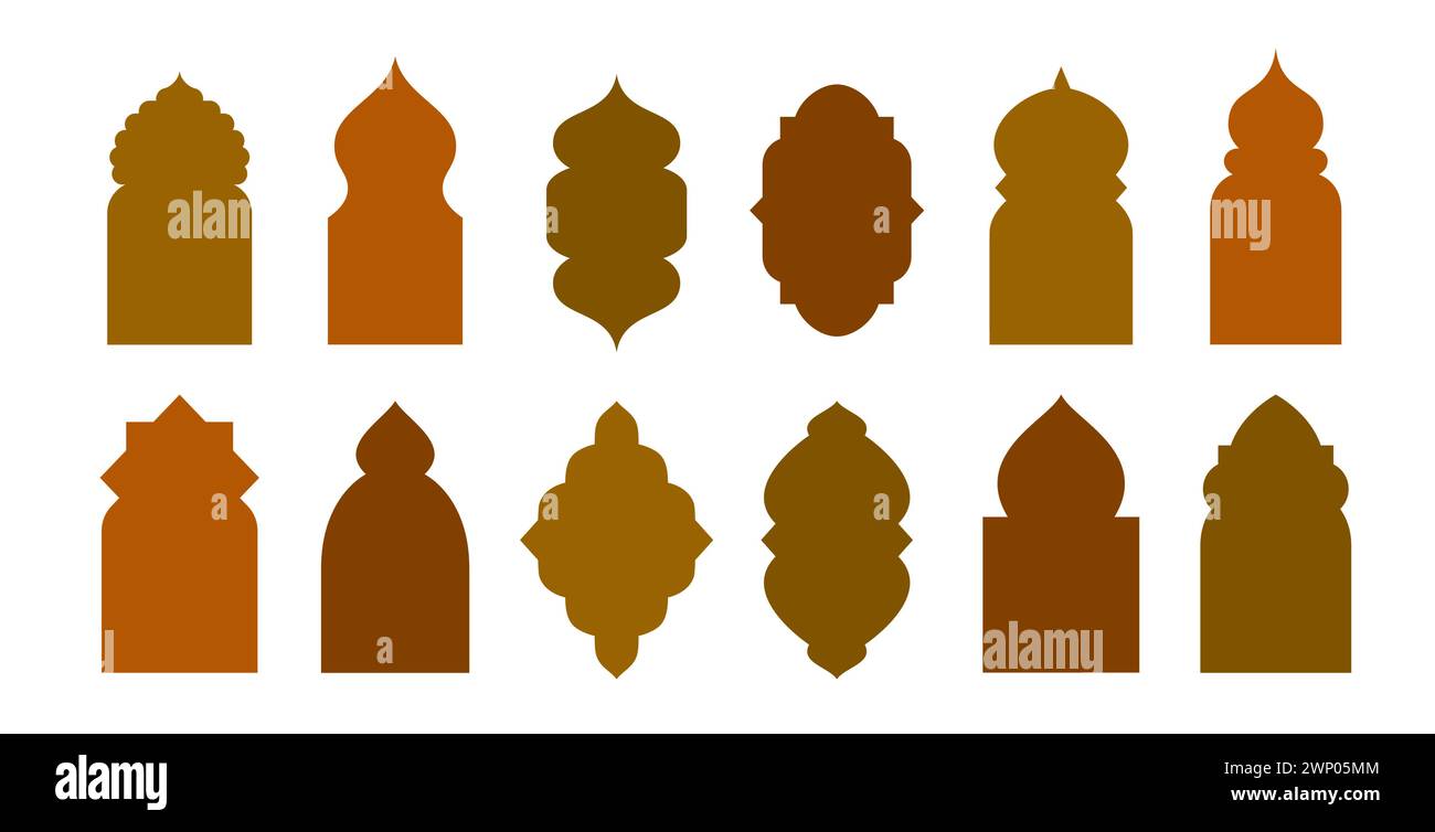 Islamic mosque window and door shapes, arabian interior. Isolated ...