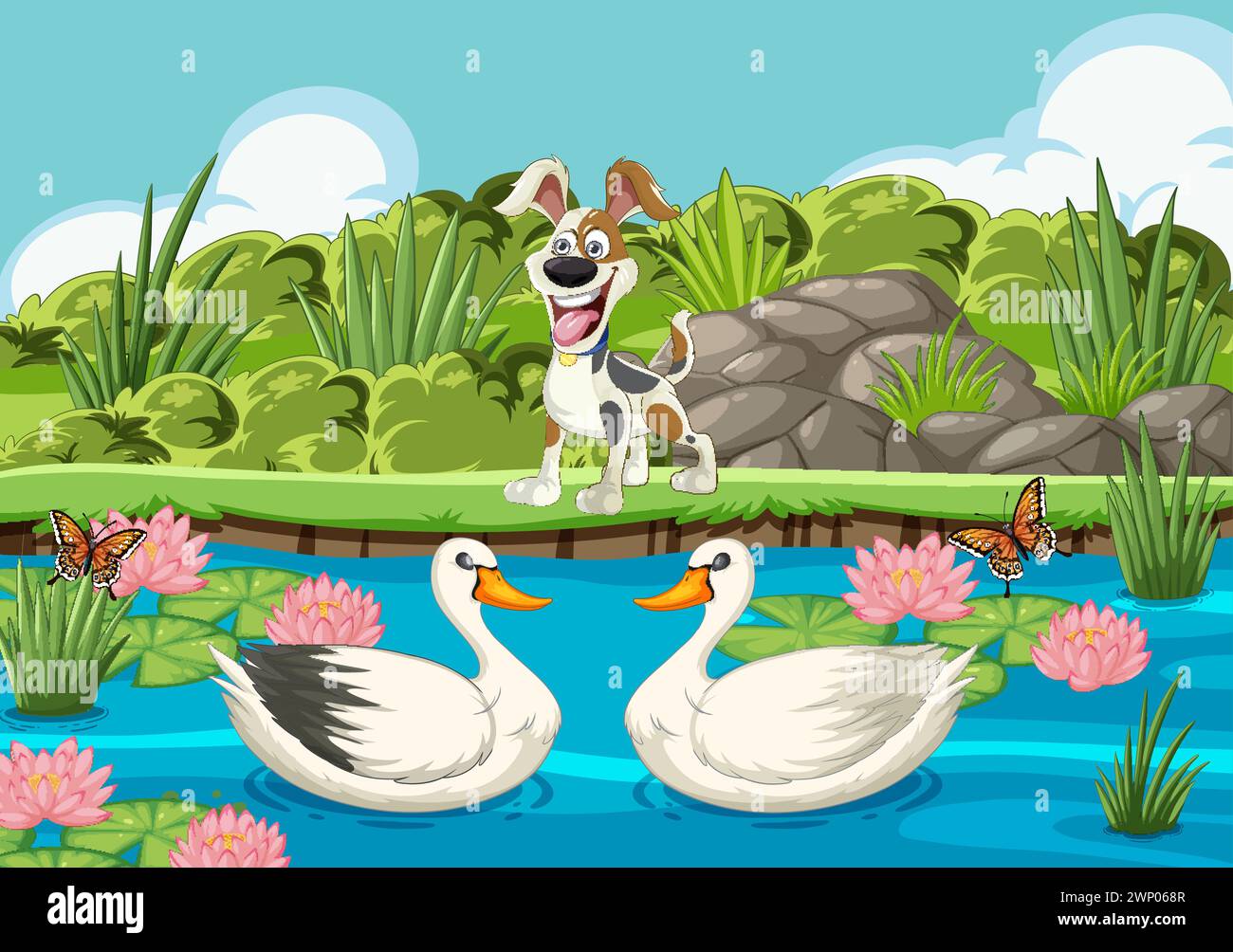 Dog on the rocks Stock Vector Images - Alamy