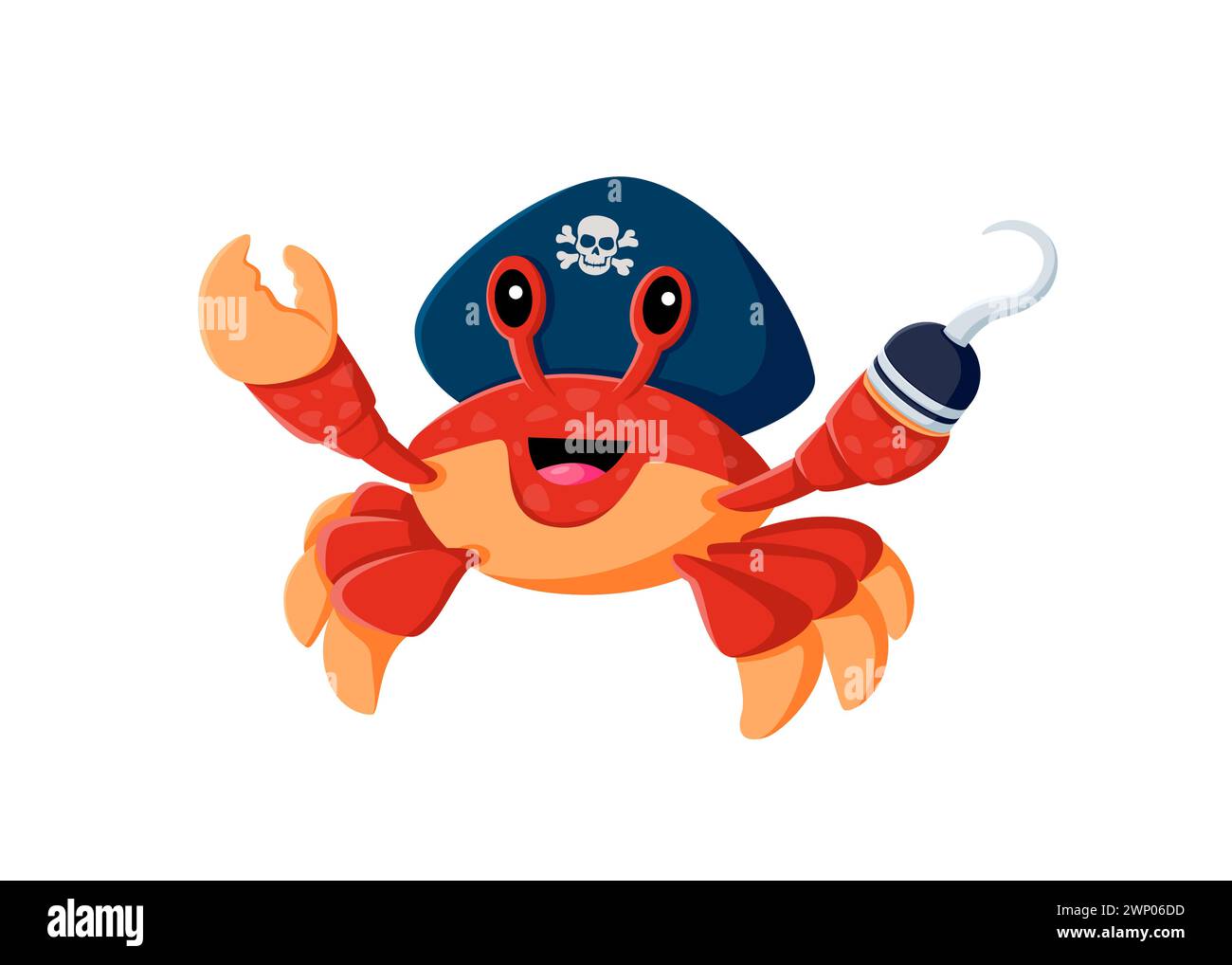 Cartoon sea crab pirate animal character, corsair captain of filibuster ...