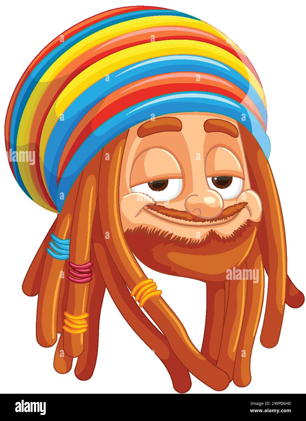 Smiling cartoon character with vibrant dreadlocks Stock Vector Image ...