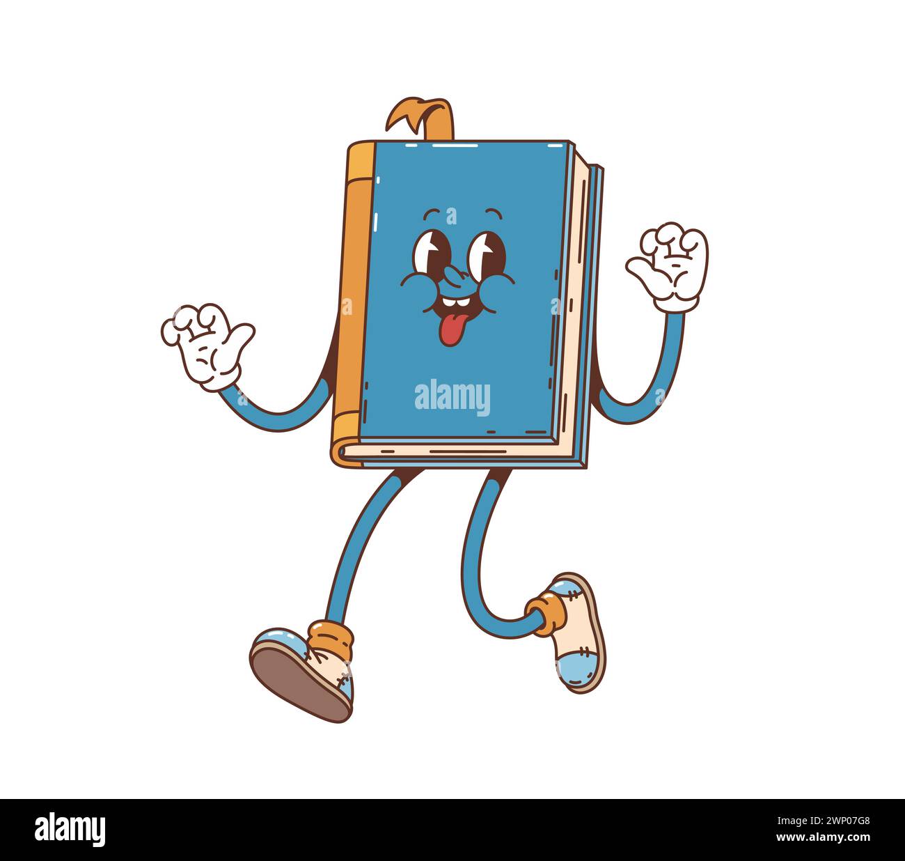 Cartoon book groovy character. Isolated vector whimsical textbook ...