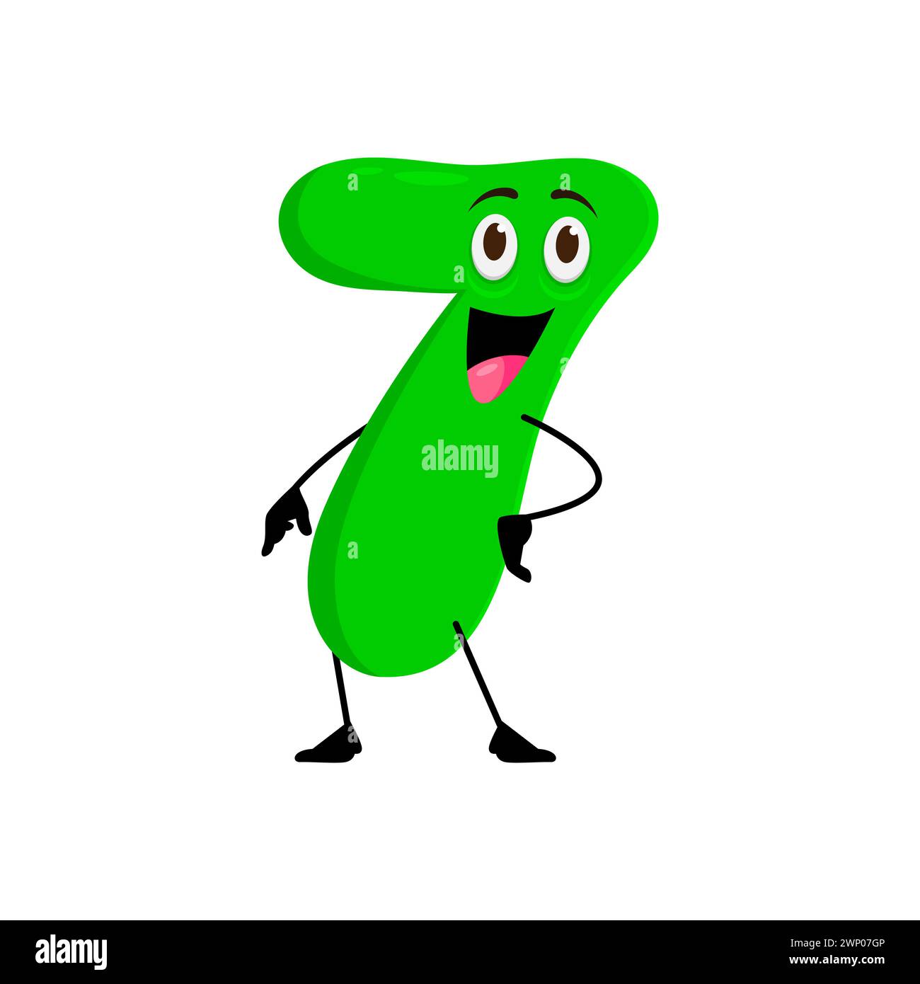 Cartoon seven math number character, vector kids education mathematics ...