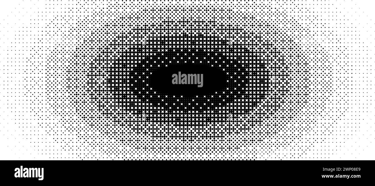 Radial pixelated gradient texture. Black and white dithered oval ...