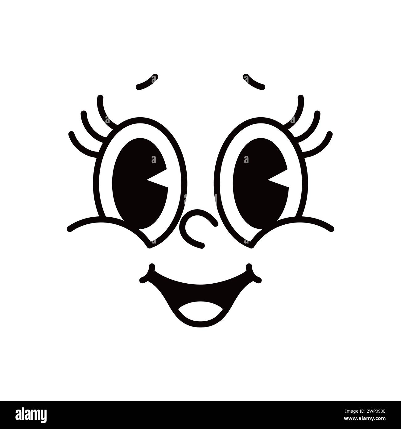 Comic cartoon groovie personage face emoji. Caricature happy smiling ...