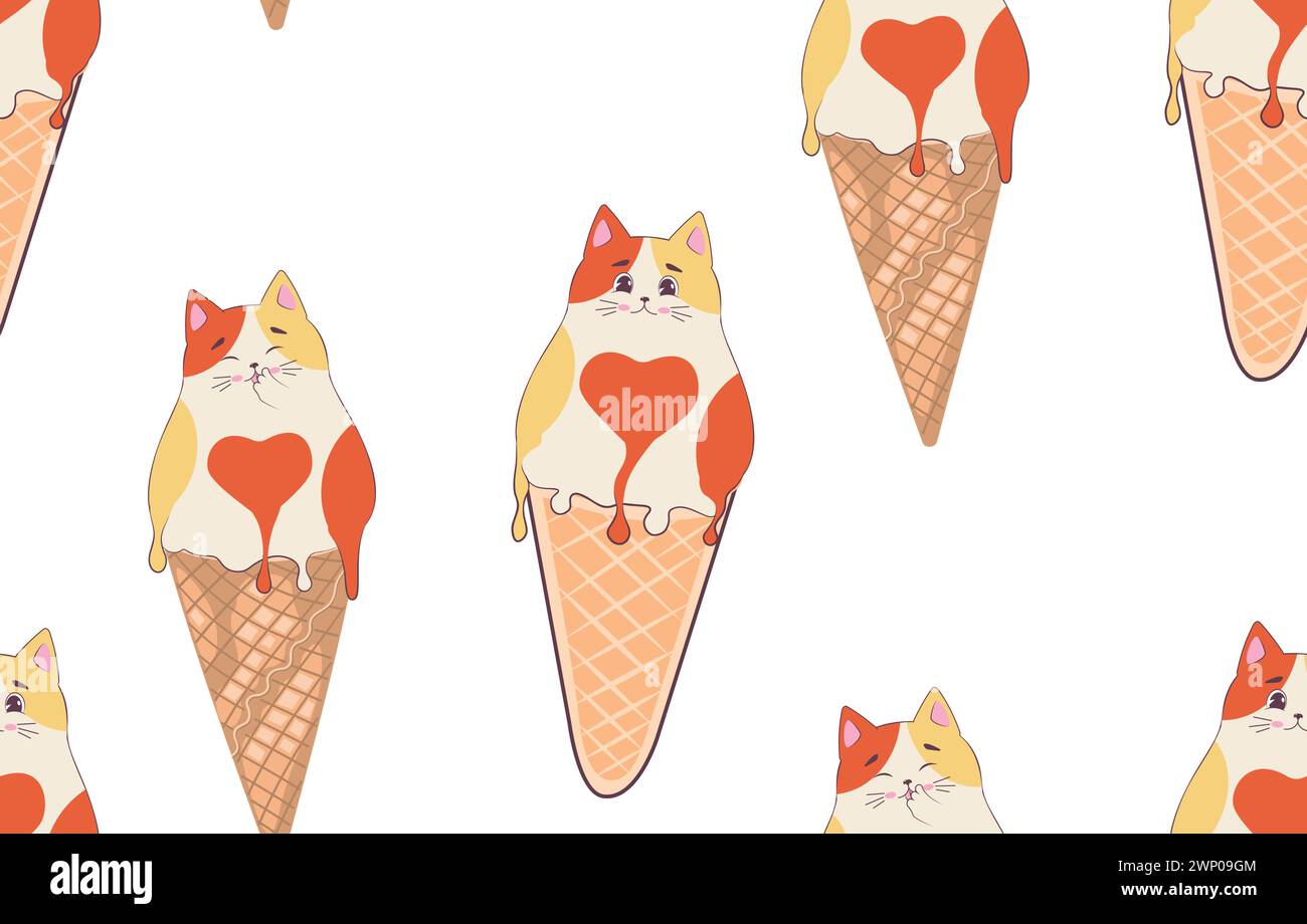 Cute funny fat cat as ice cream cone Stock Vector Image & Art - Alamy