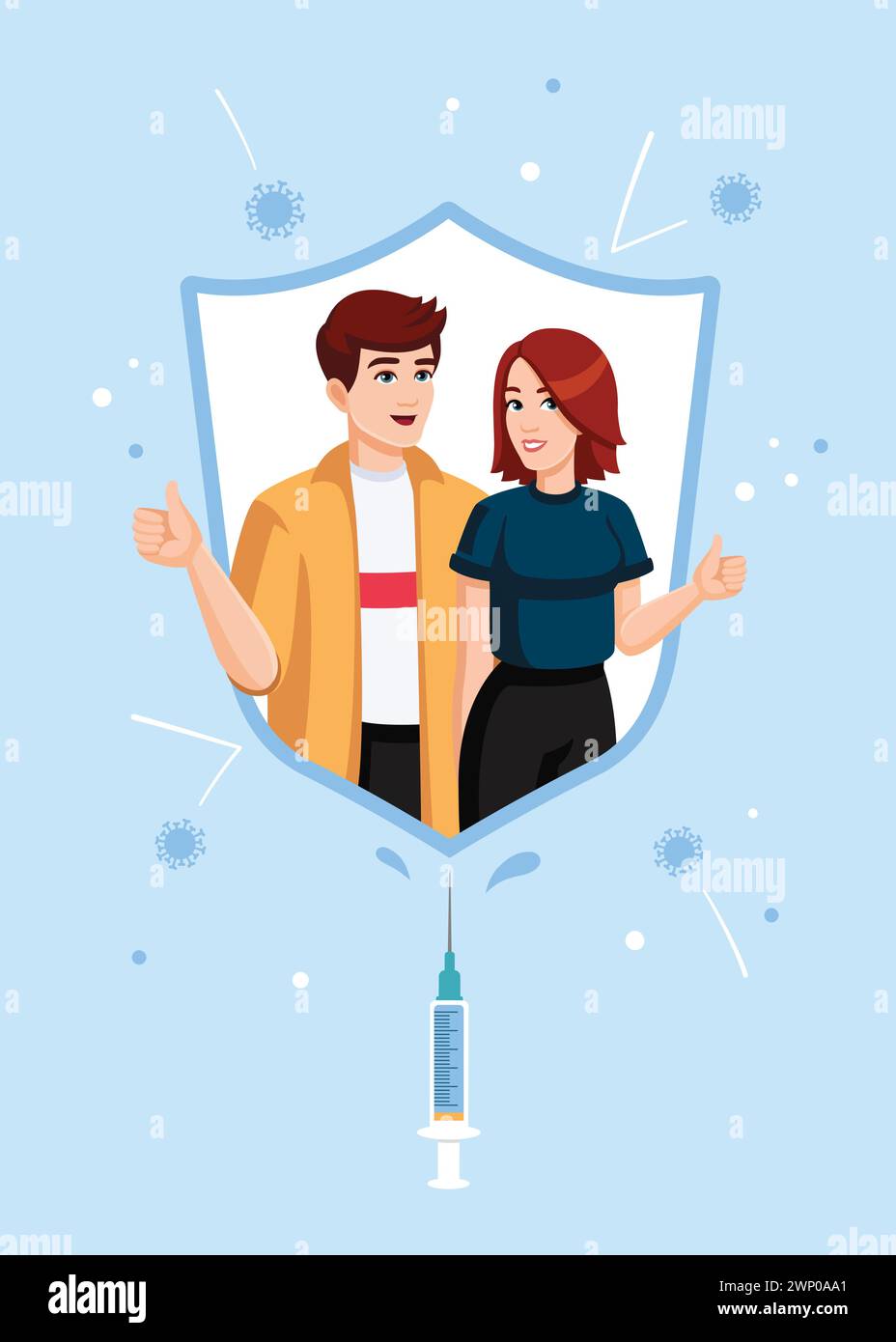 The vaccinated couple, family is protected from infection, virus, flu ...