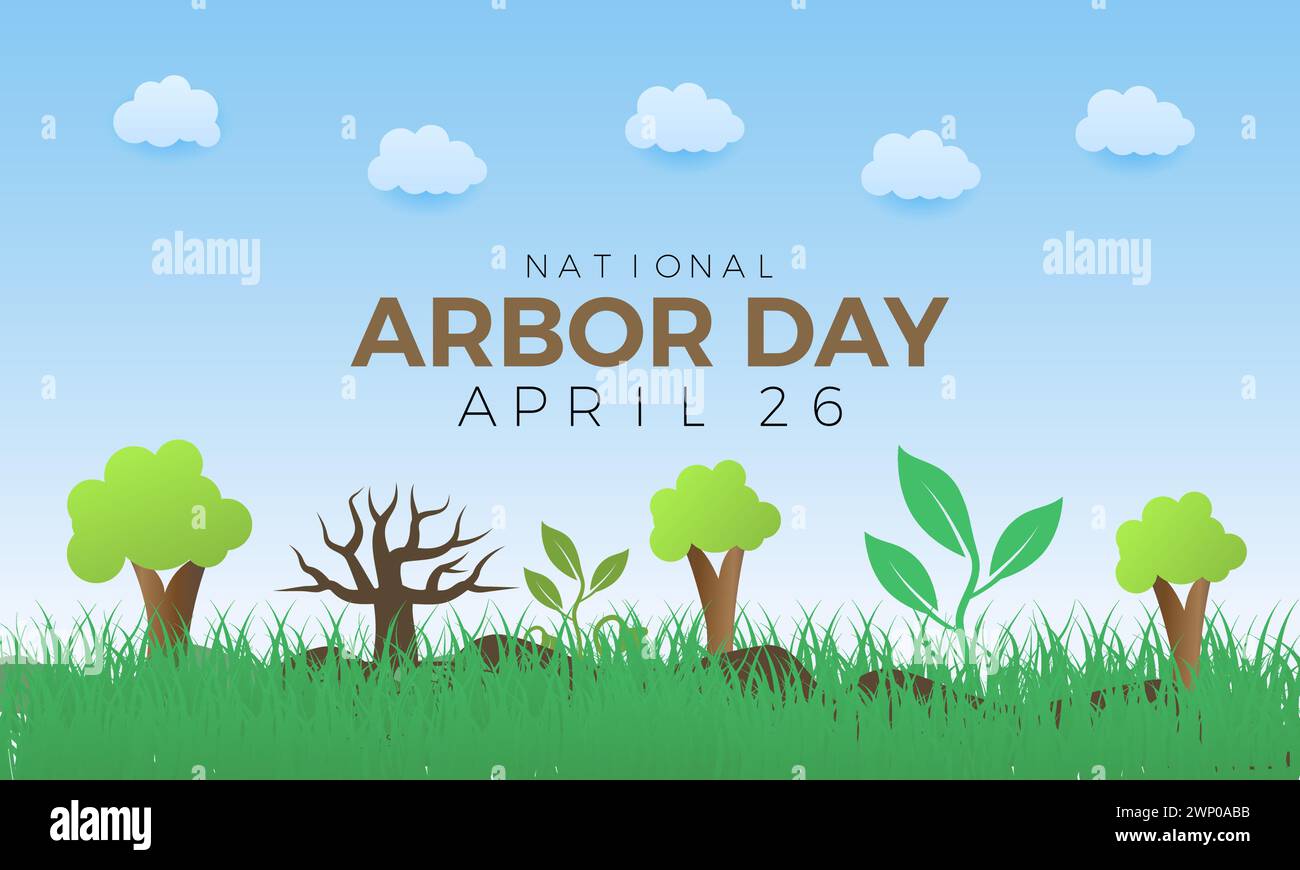 National Arbor Day celebrated every year of April 26, Vector banner ...
