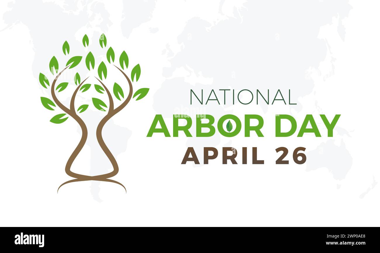 National Arbor Day celebrated every year of April 26, Vector banner ...