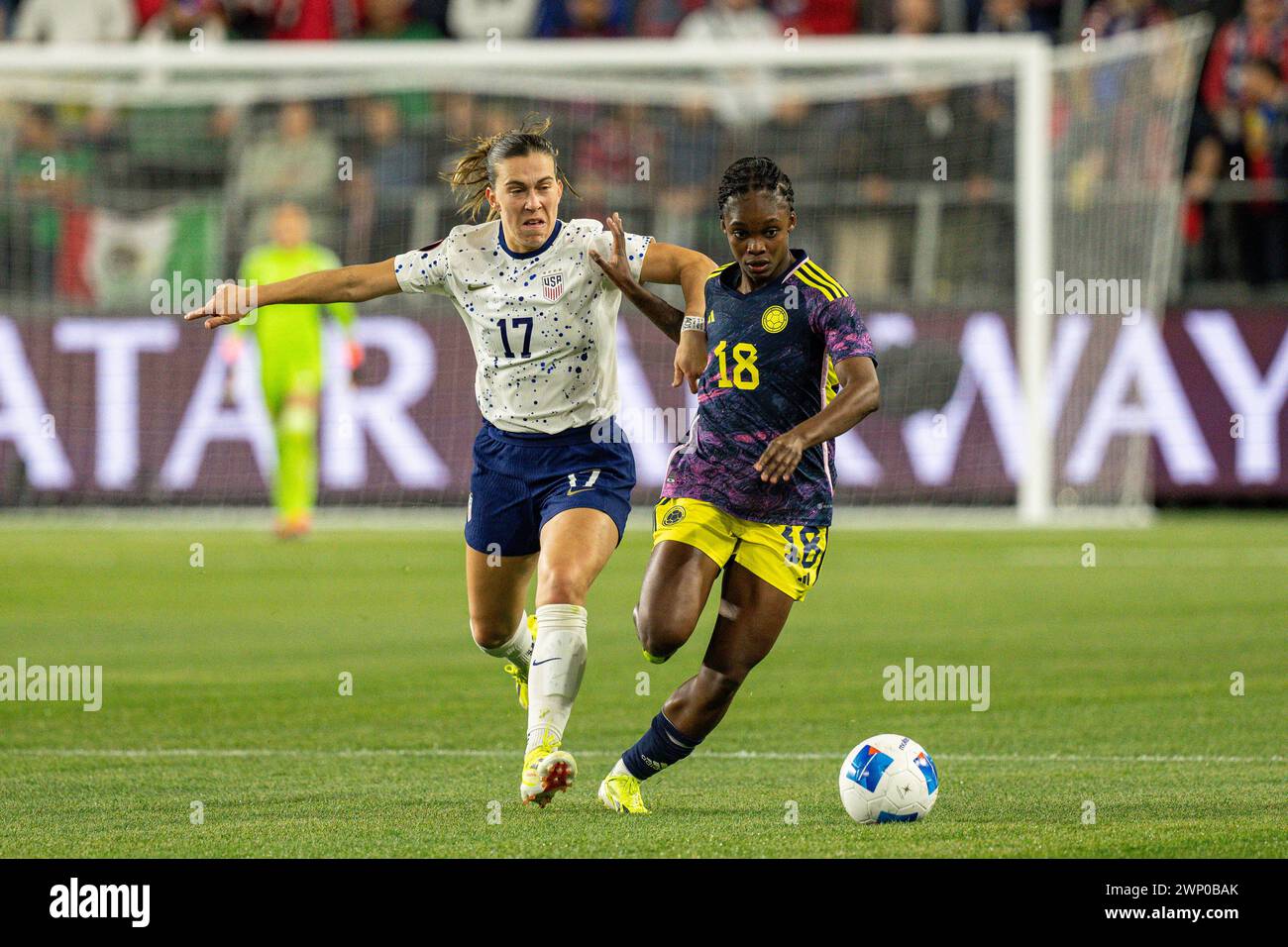Colombia forward Linda Caicedo (18) is defended by United States ...
