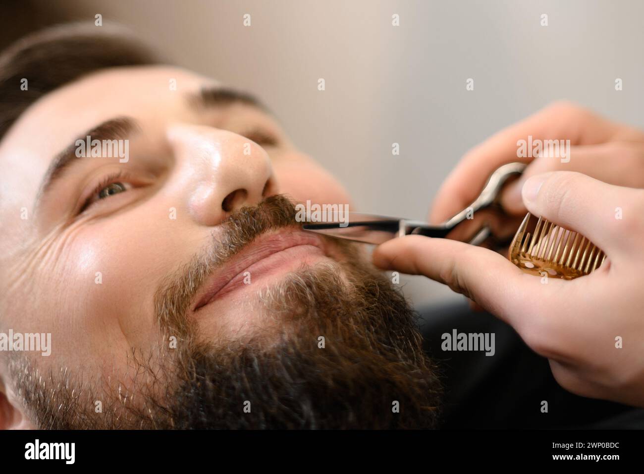 Professional barber trims hair man hi-res stock photography and images ...