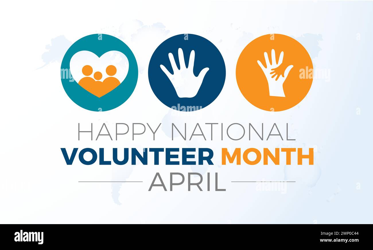 National Volunteer Month celebrated every year of April, Vector banner ...