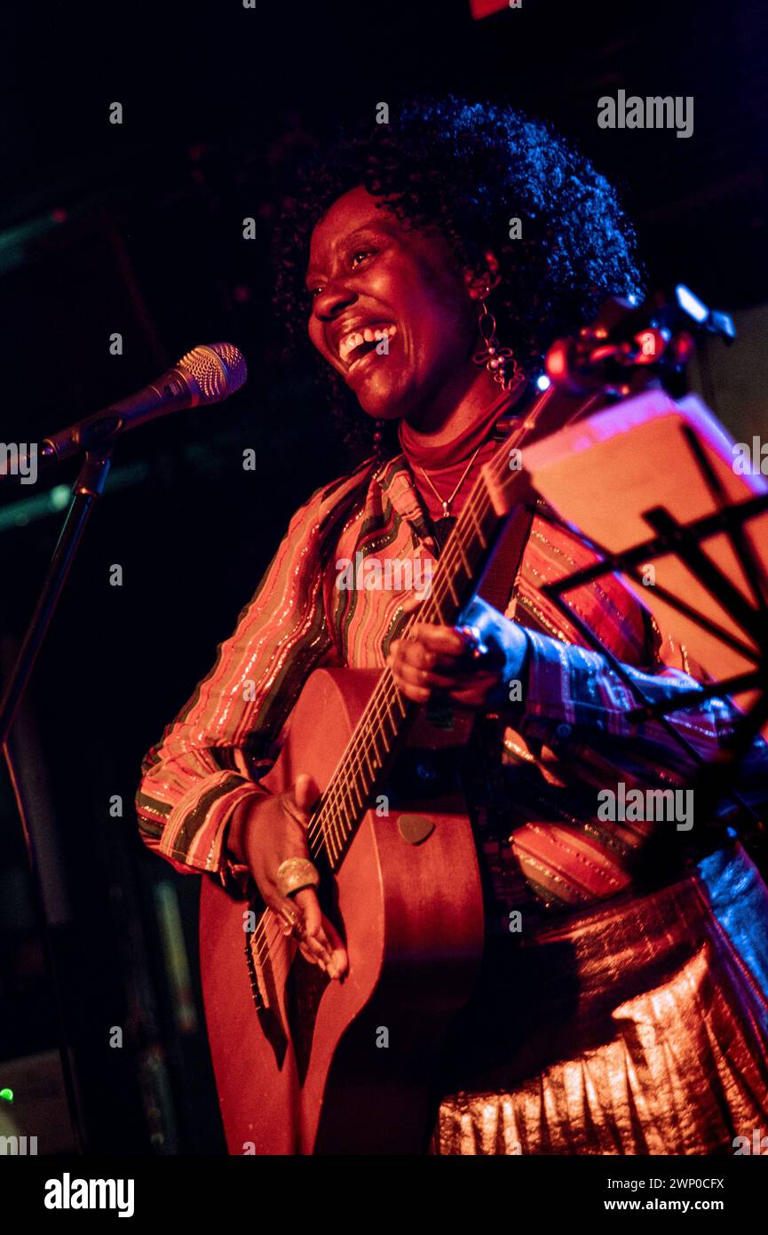 London, United Kingdom. 4th March 2024. Jazz artist Melissa James plays ...