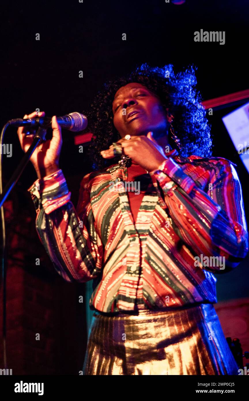 London, United Kingdom. 4th March 2024. Jazz artist Melissa James plays ...