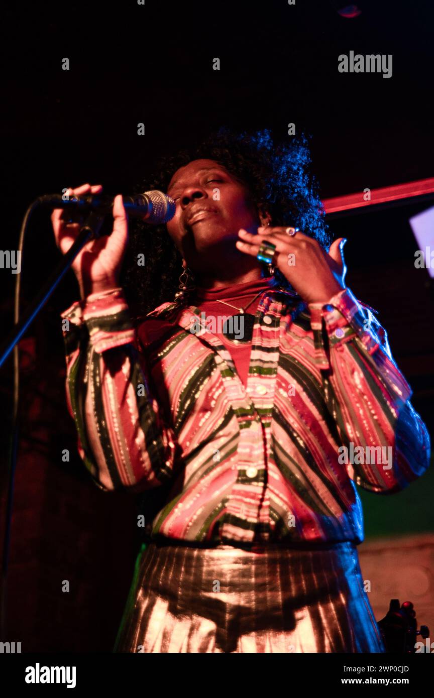 London, United Kingdom. 4th March 2024. Jazz artist Melissa James plays ...