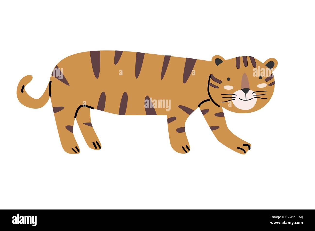 tropical cute wild cat animal - tiger smiling. Vector illustration ...
