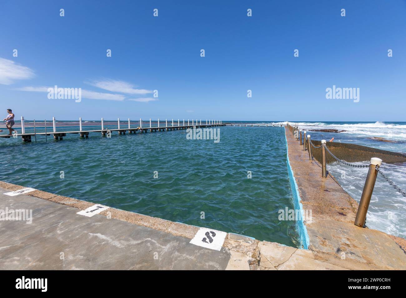 Narrabeen beach ocean pool rockpool on a blue sky autumn day in 2024 ...