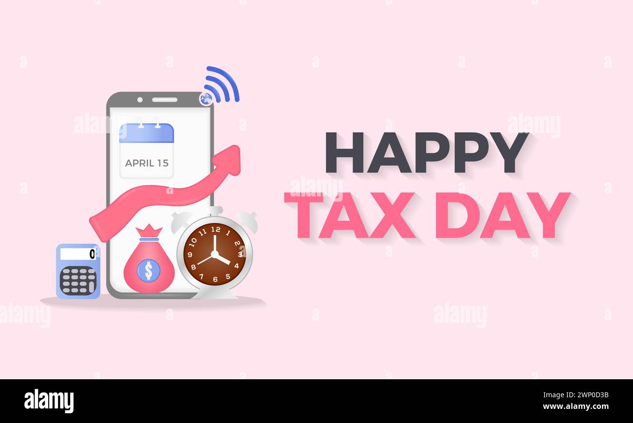Tax Day celebrated every year of April 15th, Vector banner, flyer ...
